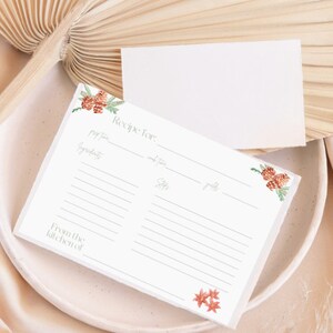 Watercolor Recipe Card, Recipe Card Template, Editable Recipe Card ...