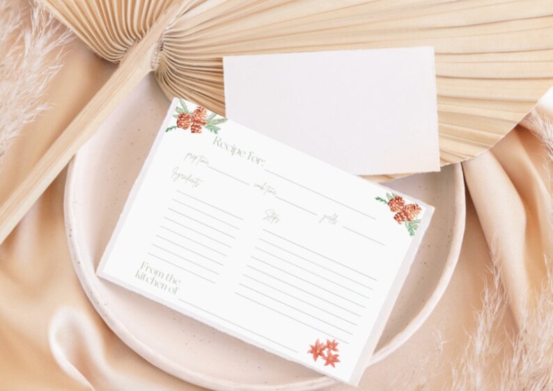 Watercolor Recipe Card, Recipe Card Template, Editable Recipe Card ...