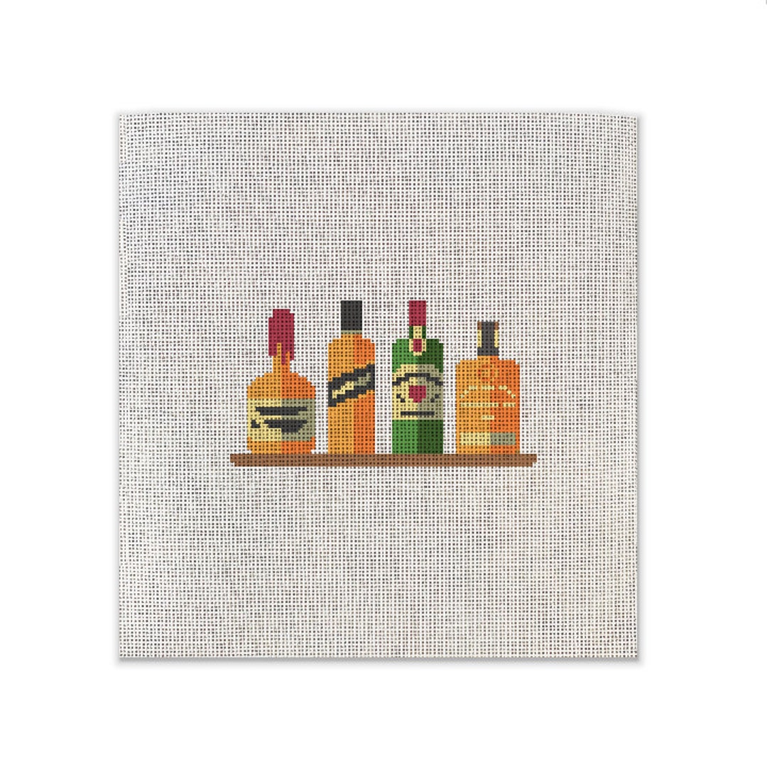 Four Whiskey Bottles 4" X 2.5" | Needlepoint Canvas - Etsy
