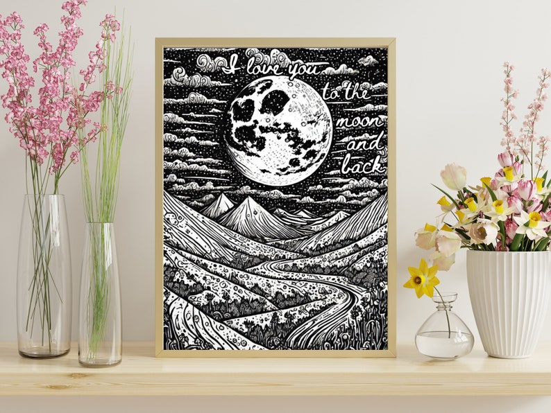 Digital Printable Art, Coloring Page, Valentine's Day, I Love You to ...