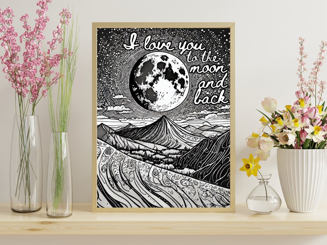Digital Printable Art, Coloring Page, Valentine's Day, I Love You to ...