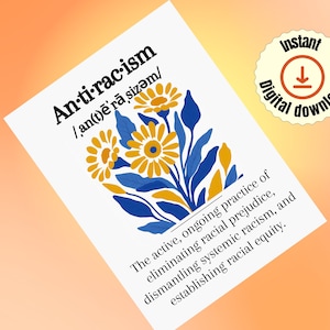 Antiracism Definition Printable Digital Art Poster, Home Wall Decor ...