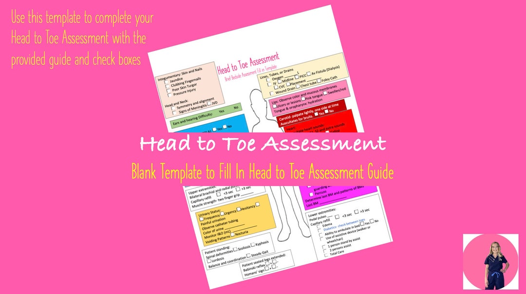 Head to Toe Assessment Fill in Template Check Boxes |1 Page PDF ...