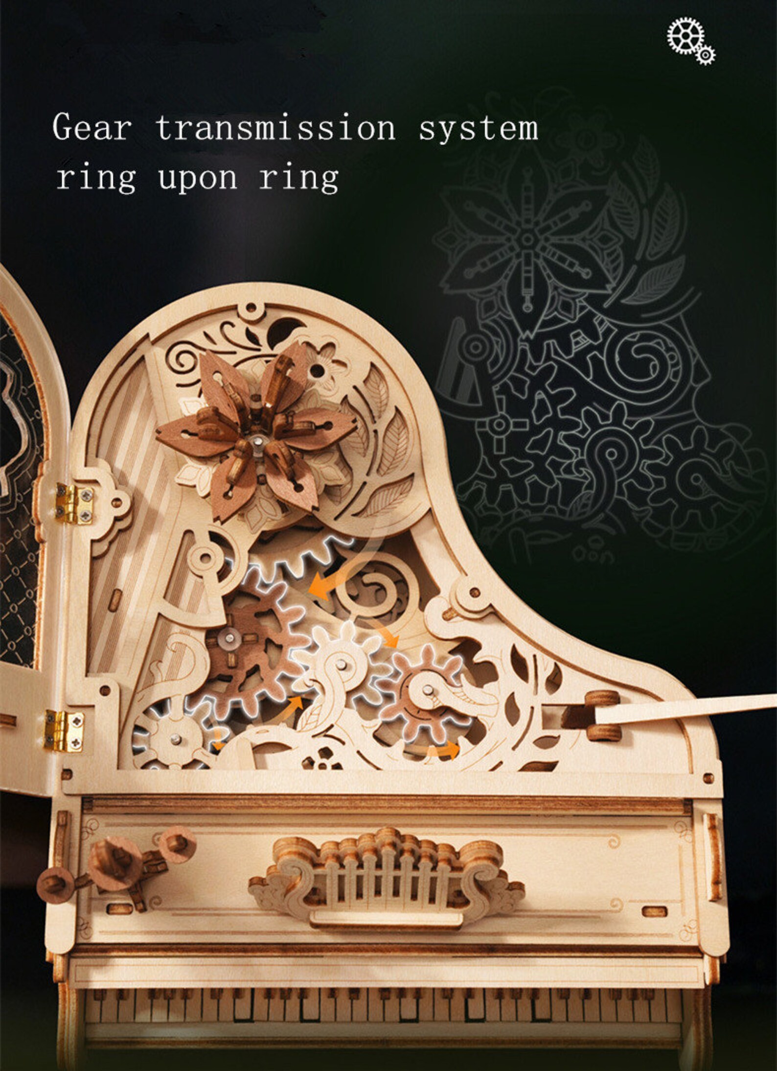 DIY Music Box Wooden Puzzles Kit for Adults, Piano Model Scale Puzzles ...