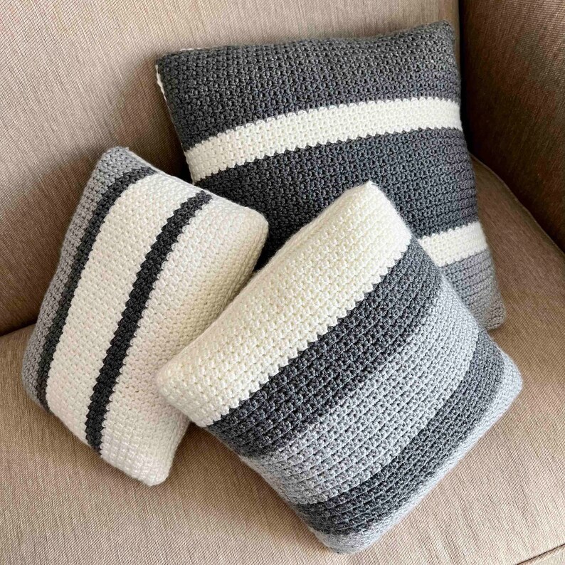 CROCHET PATTERN BUNDLE: Marlowe Pillow Collection | Modern Striped ...