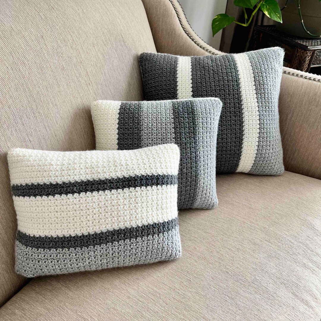 CROCHET PATTERN BUNDLE: Marlowe Pillow Collection | Modern Striped ...