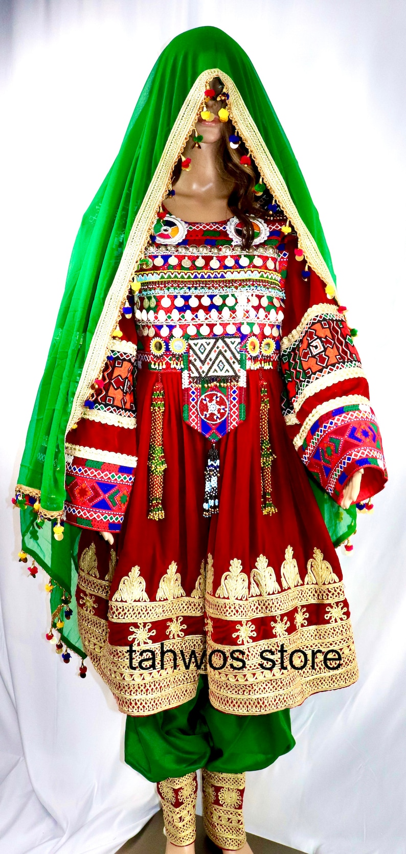 Darya River Afghan Traditional Ethnic Beaded Coins Mirrors Gold ...