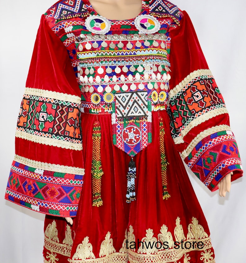 Darya River Afghan Traditional Ethnic Beaded Coins Mirrors Gold ...
