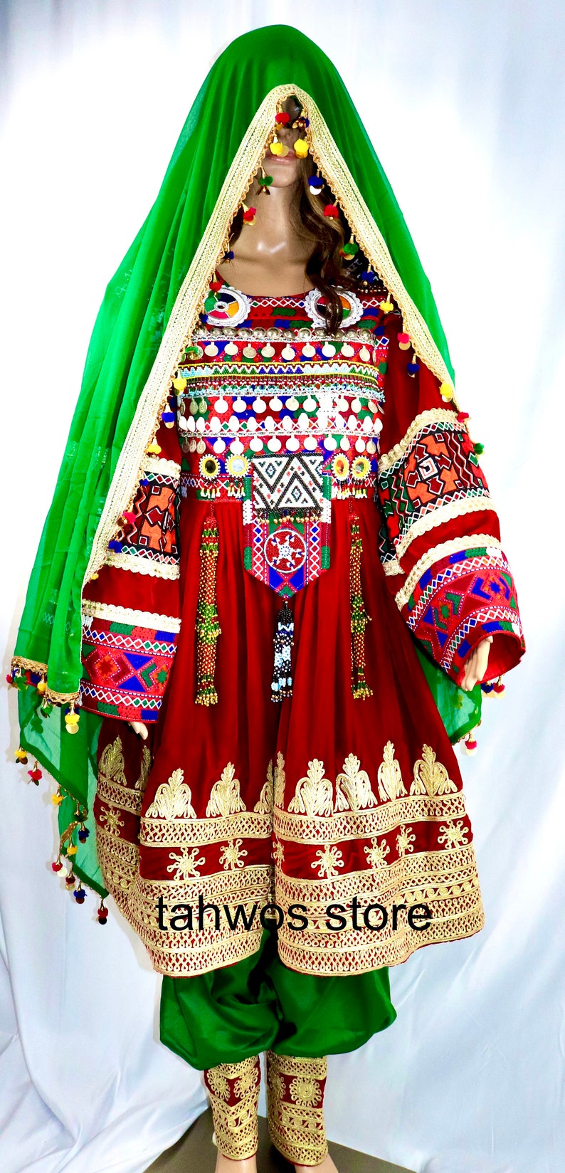 Darya River Afghan Traditional Ethnic Beaded Coins Mirrors Gold ...