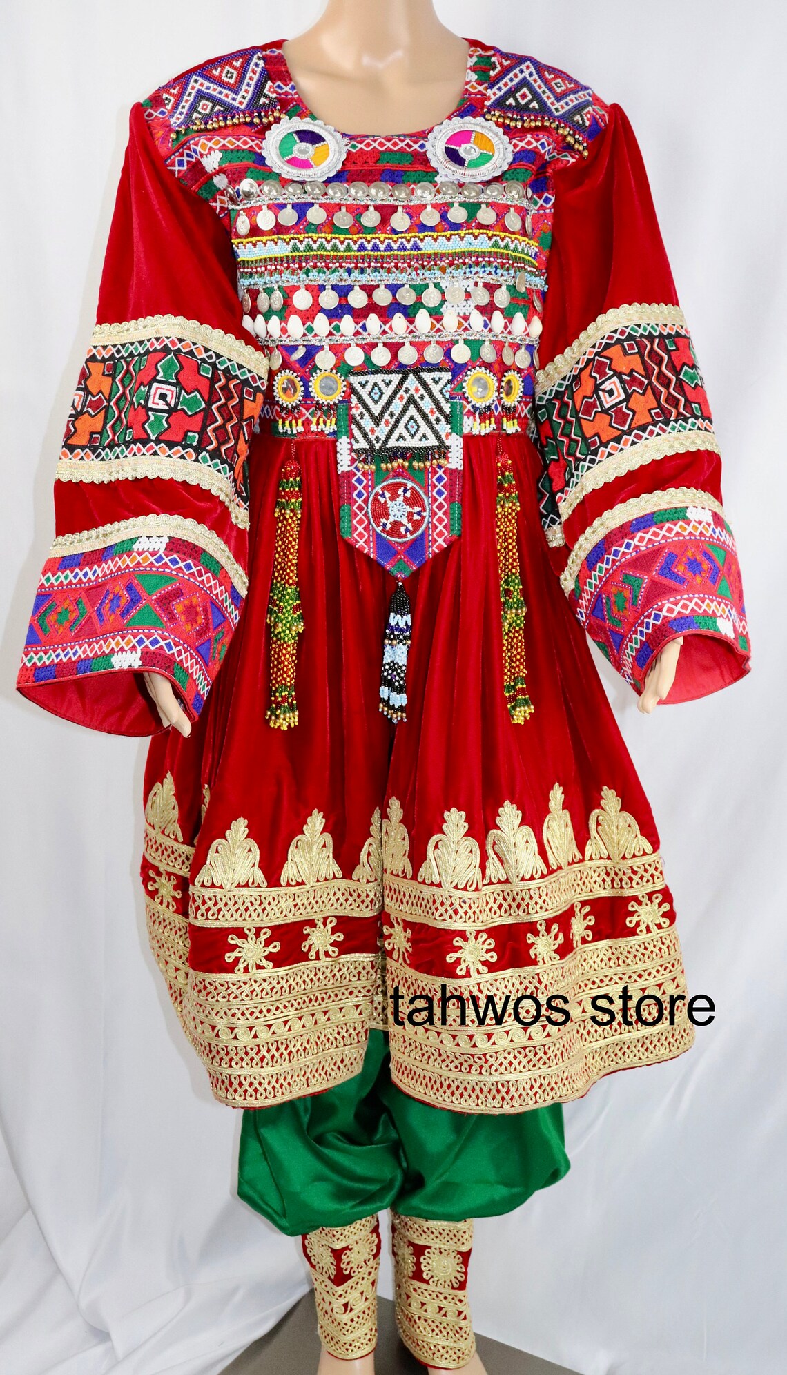Darya River Afghan Traditional Ethnic Beaded Coins Mirrors Gold ...