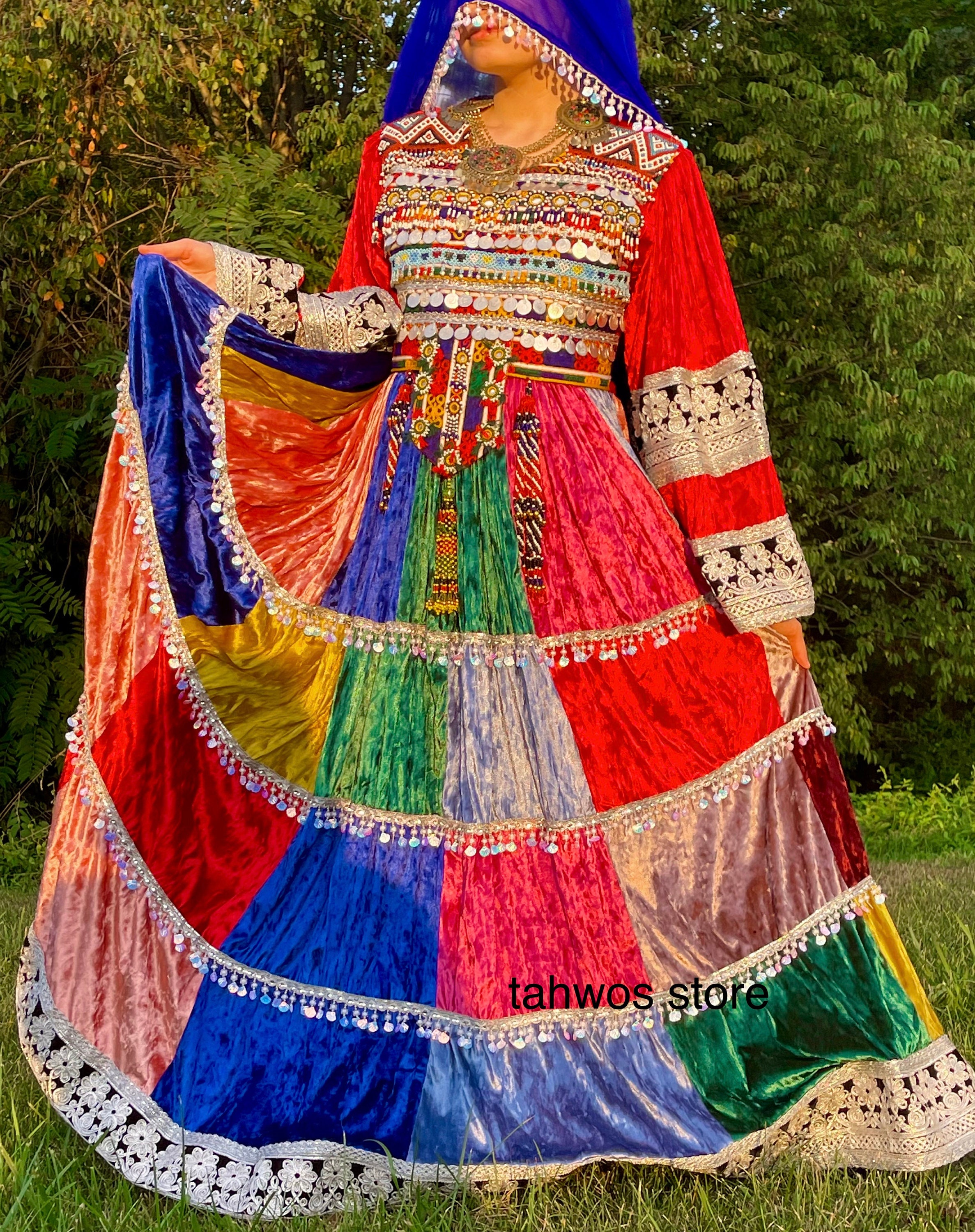 Bakhmal Ethnic Kuchi Tribal Multi-colored Velvet Patches Traditional ...