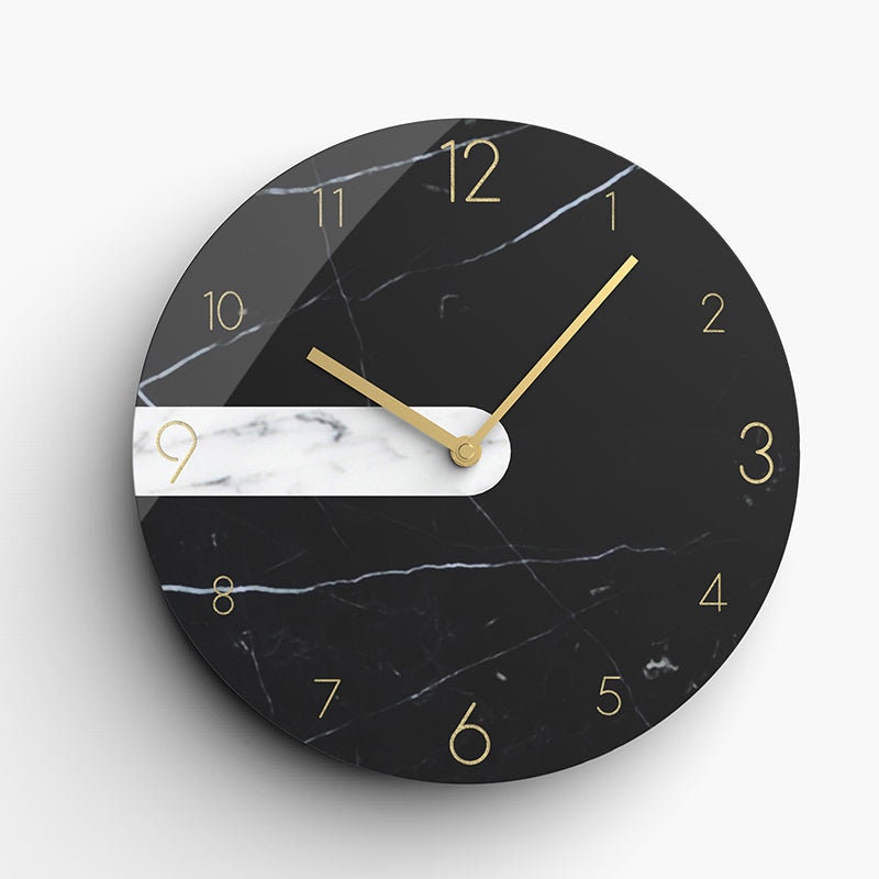 Natural Marble Wall Clock B&W Round - Etsy