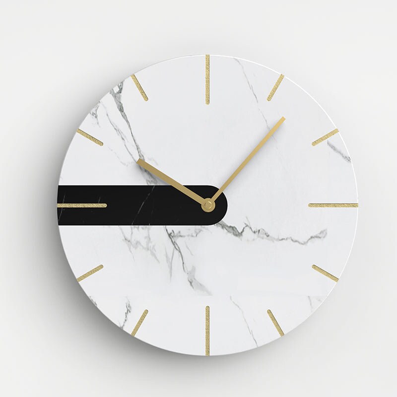 Natural Marble Wall Clock B&W Round - Etsy