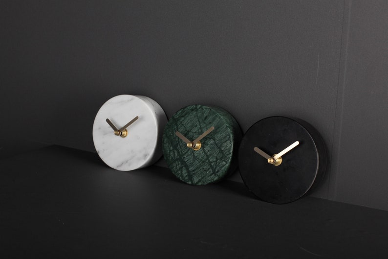 Natural Marble Tabletop Clock (full Circle) - Etsy