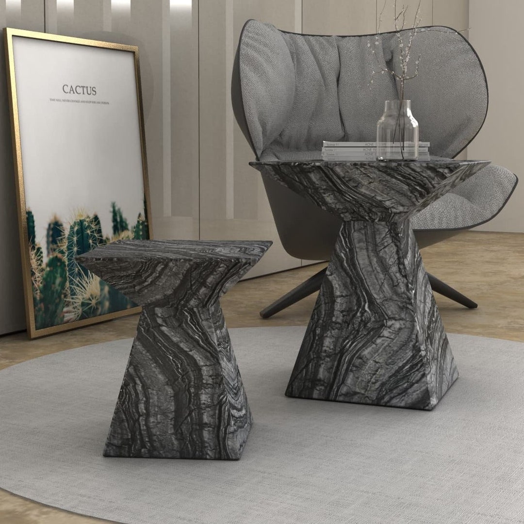 Hebe Marble Side Table Set - Etsy