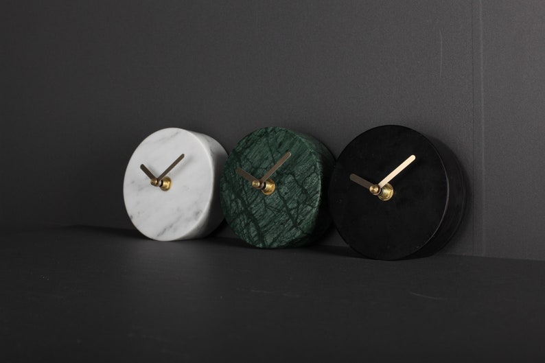 Natural Marble Tabletop Clock (full Circle) - Etsy