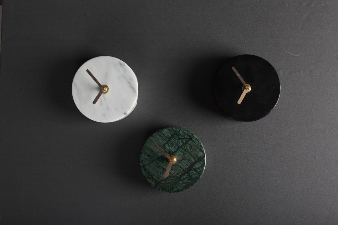 Natural Marble Tabletop Clock (full Circle) - Etsy