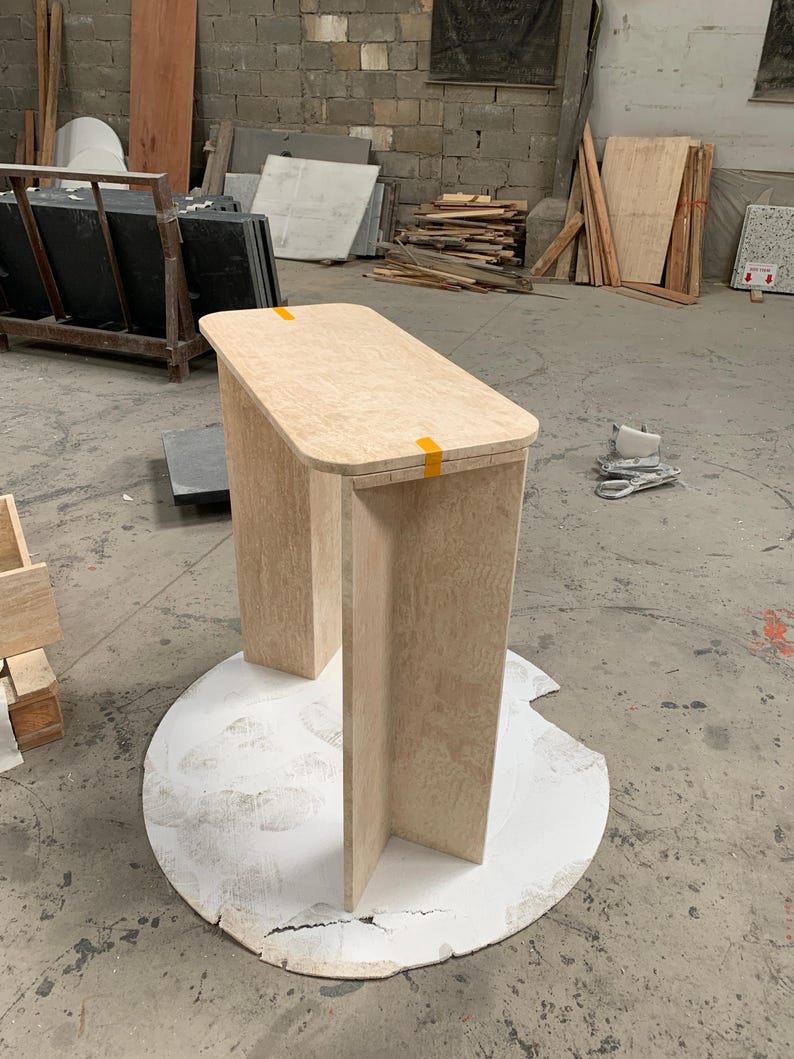 Triton – White Travertine Marble Console Table - Etsy