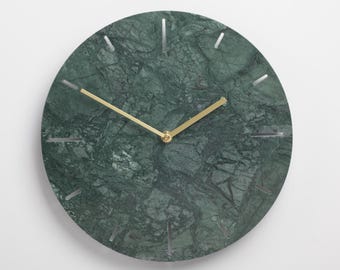 16" Limestone Wall Clock, Unique Large Handmade Stone Wall Clock With ...