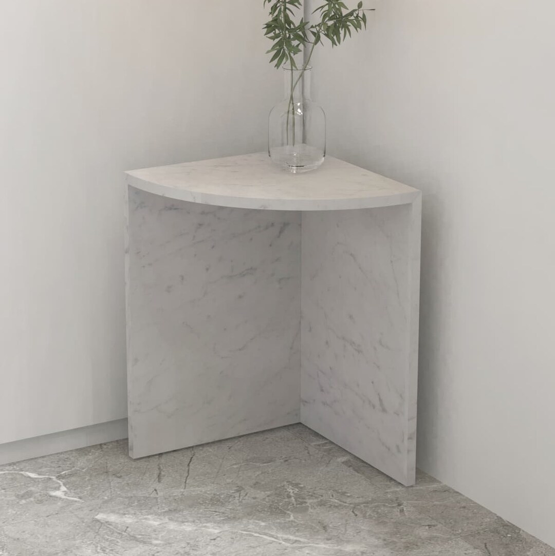 Muses Carrara Marble Corner Side Table - Etsy