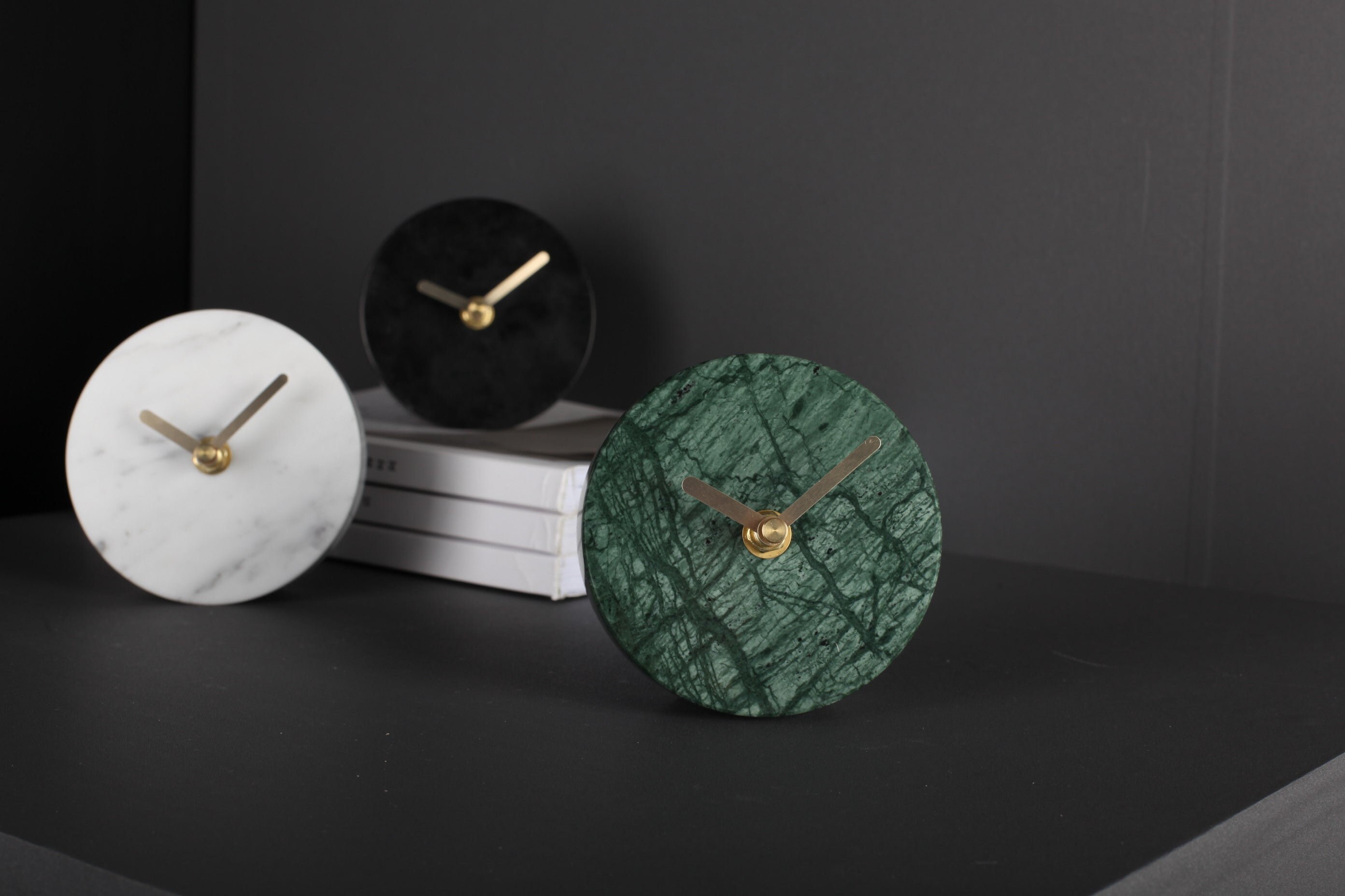 Natural Marble Tabletop Clock (full Circle) - Etsy