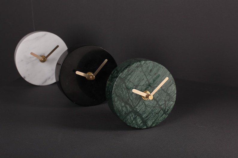 Natural Marble Tabletop Clock (full Circle) - Etsy