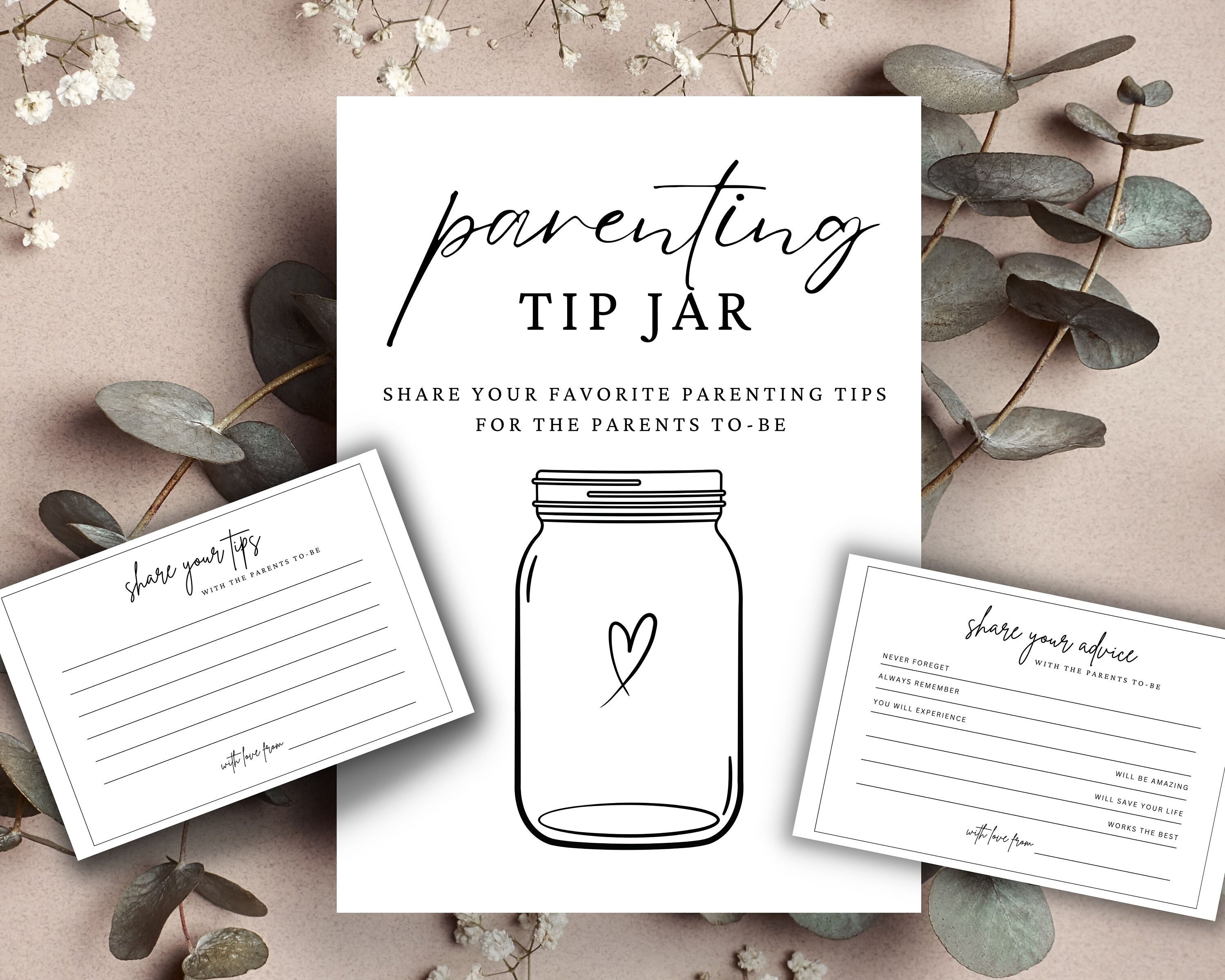 Parenting Tip Jar Sign and Advice Card for the Parents to Be, Baby ...