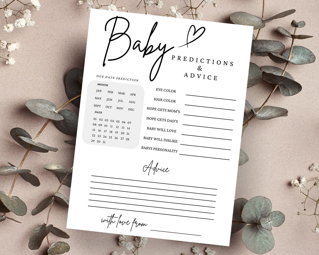 Baby Predictions Card, Baby Shower Games, Advice & Wishes for Parents ...