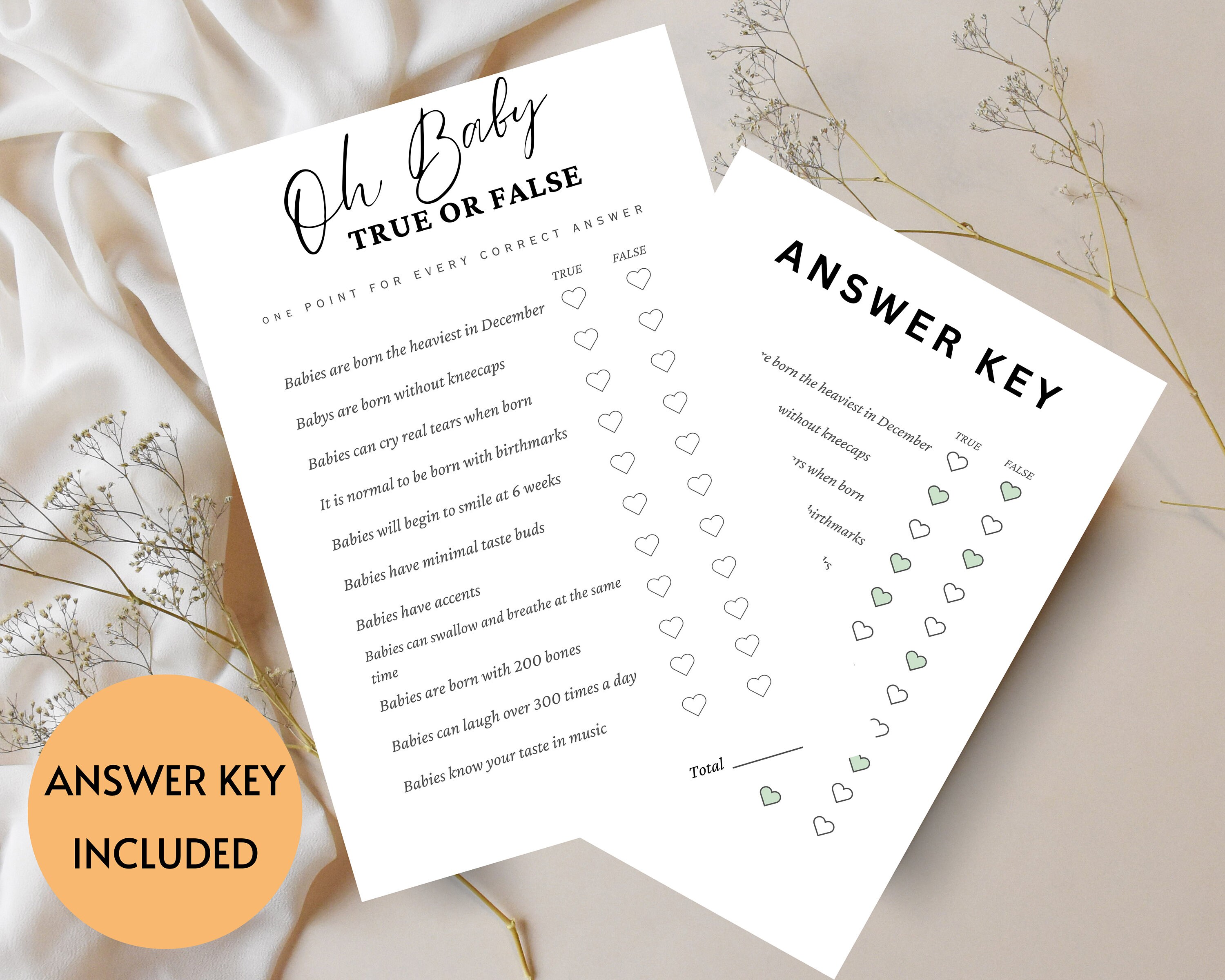Baby Shower Game True or False Baby Shower Games Printable - Etsy