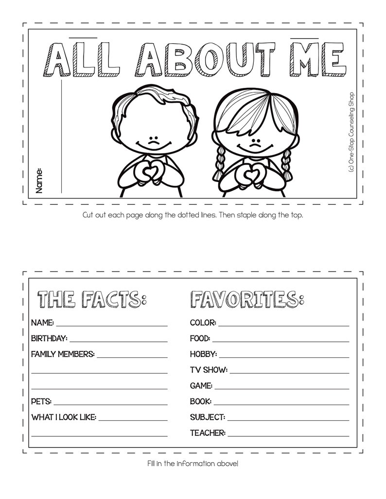 Self-esteem "all About Me" Tab Book for Students for Beginning of the ...