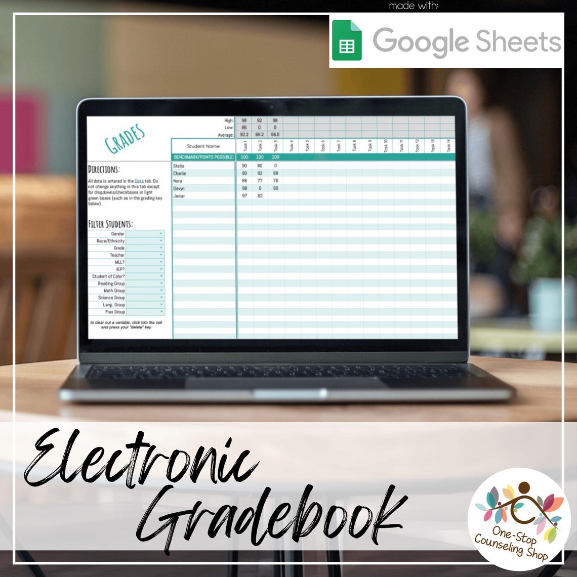 Editable Digital Grade Book for Teachers | Google Sheets Grading ...