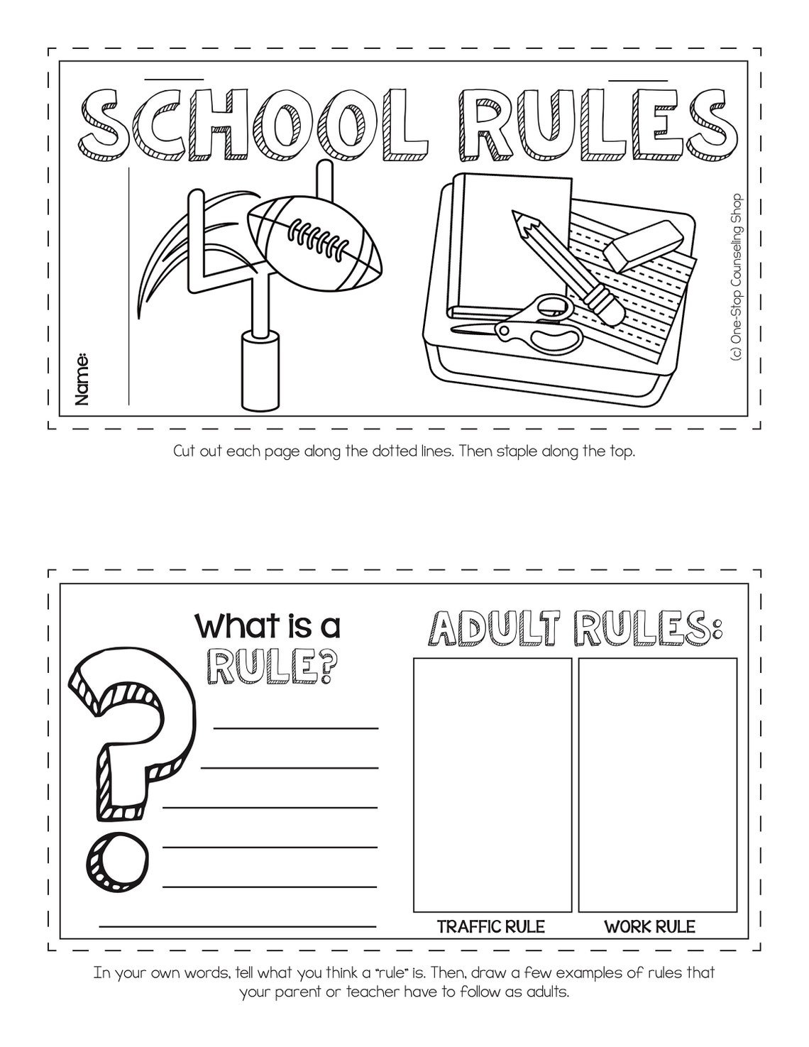 School Rules Tab Book for Students for Back to School Positive Behavior ...