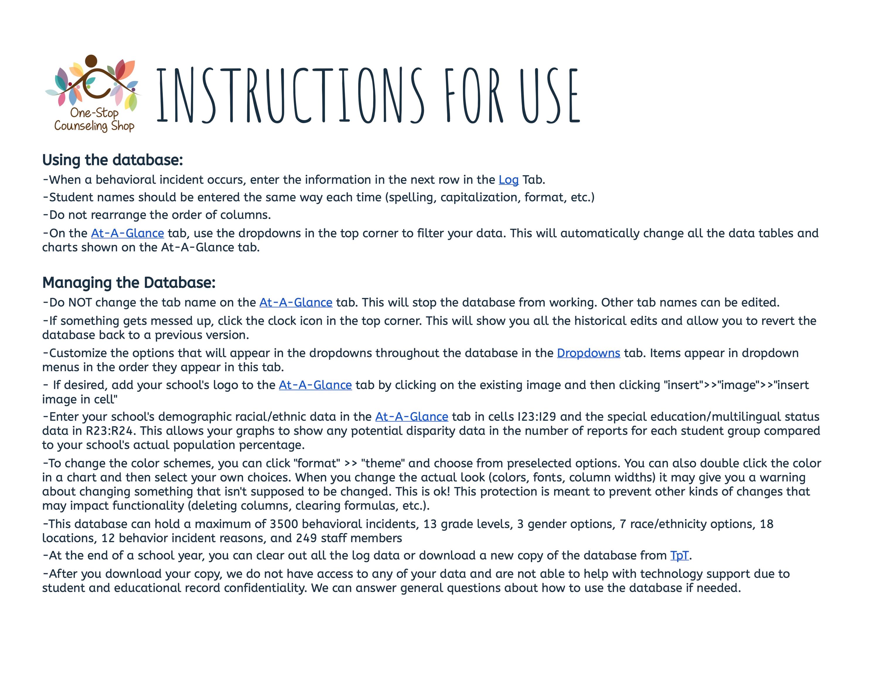 Behavior Incident Report Database for Google Sheets | Spreadsheet ...