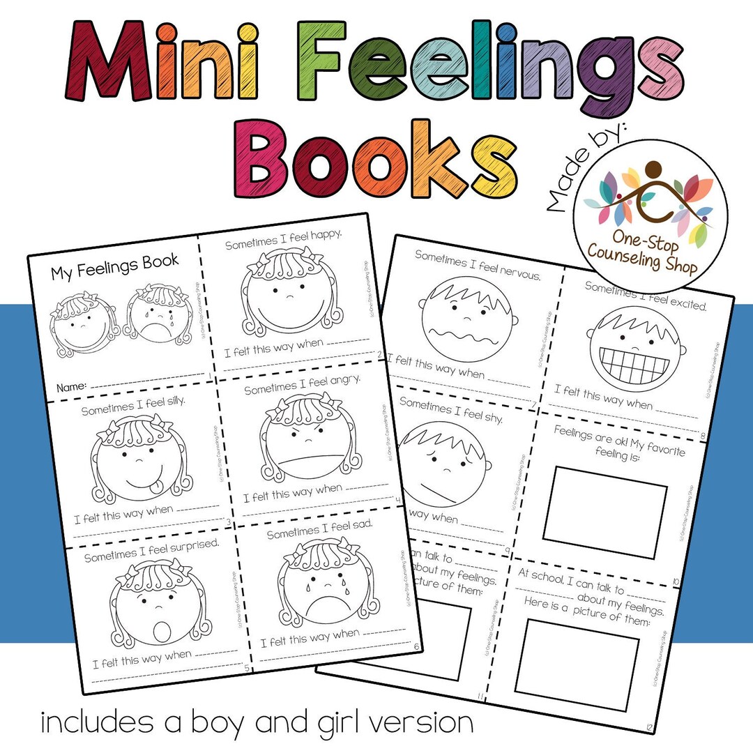 Mini Feelings and Emotions Book for Counseling Early Elementary K-2 ...