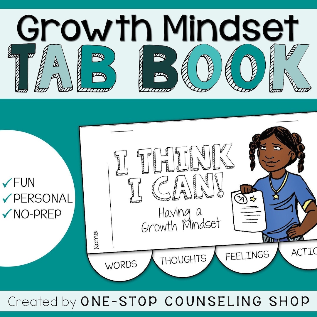 Growth Mindset Tab Book for Students for Teaching Resiliency, Social ...