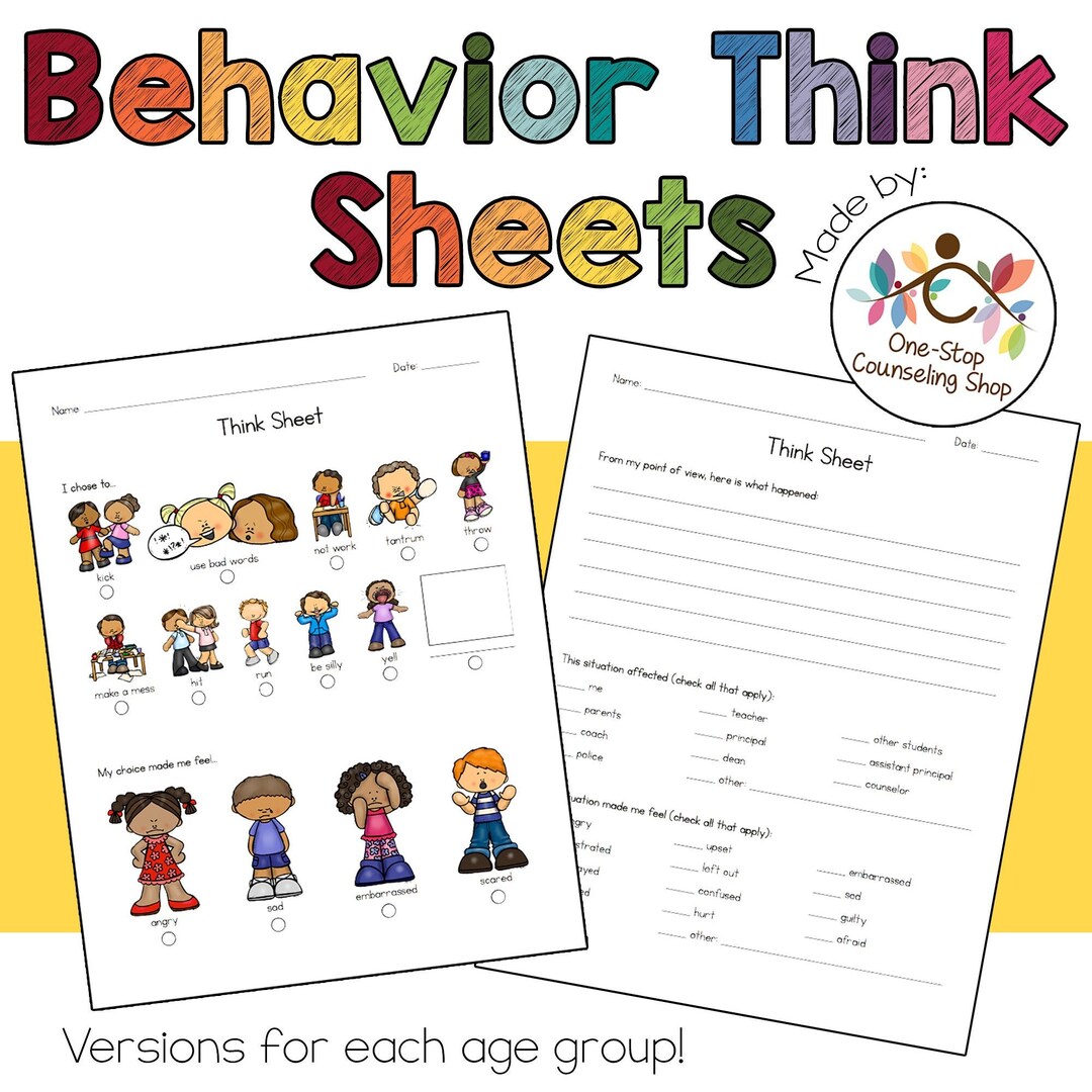 Behavior Think Sheets Student Behavior Processing Form for Emotional ...