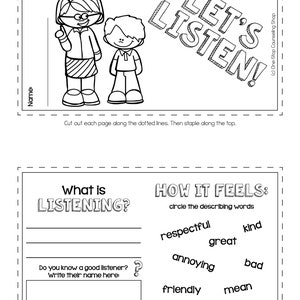 Listening Skills Tab Book for Students to Use as Part of Social ...