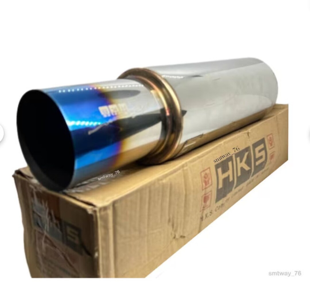New HKS Hi-power Universal Single Exhaust MUFFLER Inlet 2.0 Outlet 3.5 ...