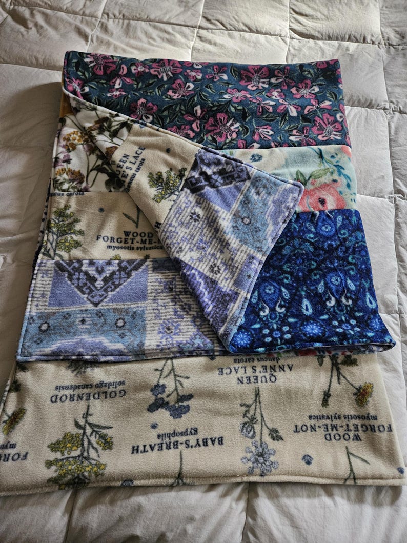 Upcycled Repurposed Double Layer Fleece Blanket Scrappy Blanket - Etsy