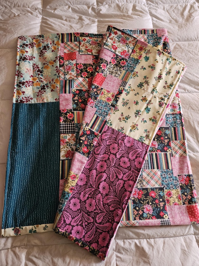 Pretty Patchwork Garden Fleece Lined Blanket Scrappy Blanket - Etsy