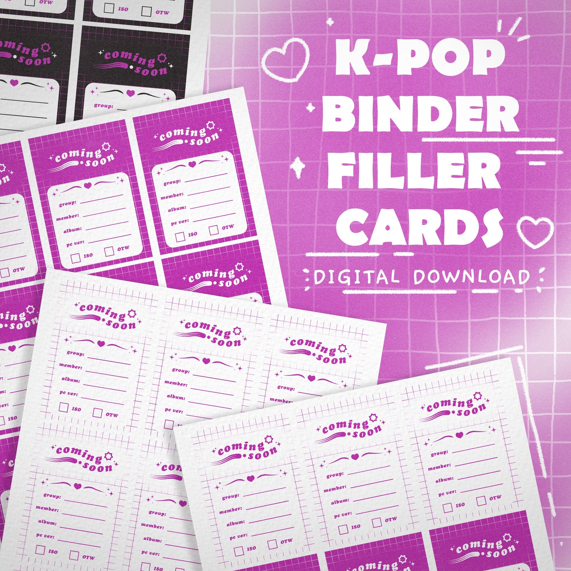 K-pop Photocard Binder Fillers PC Placeholders Collect - Etsy