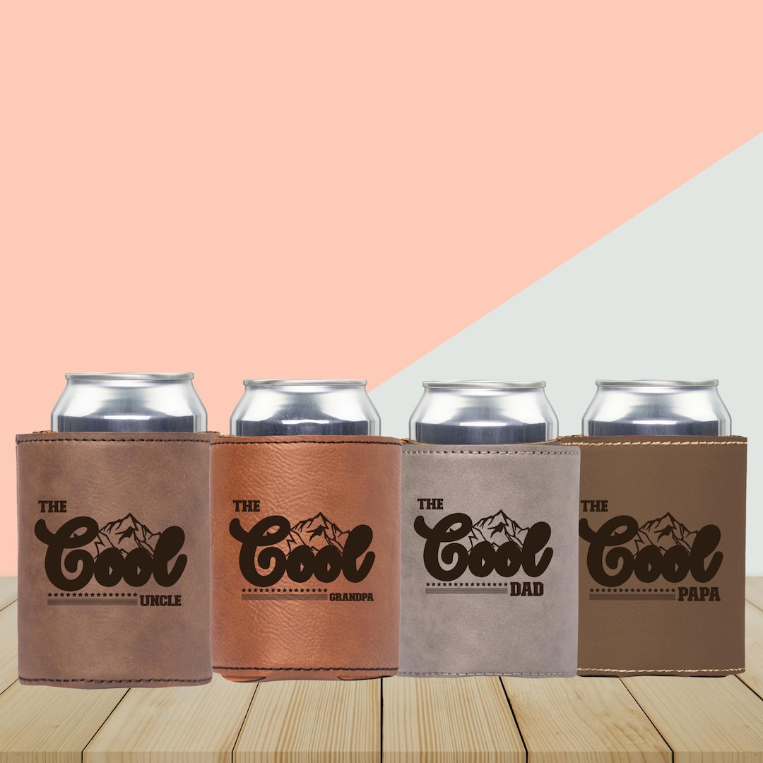 Uncle Can Cooler, Laser Engraved Vegan Leather Can Cooler, Uncle Gift ...