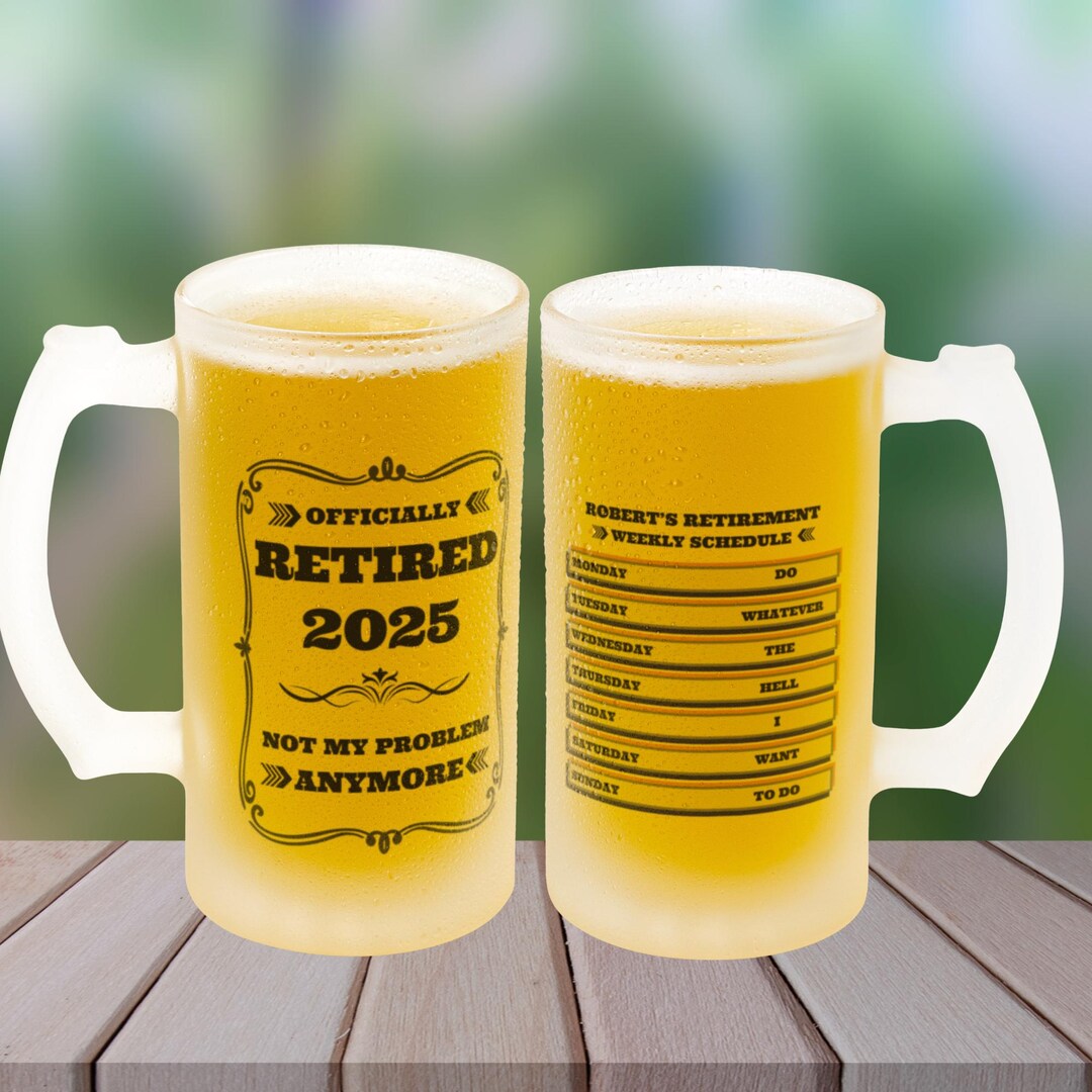Personalized Retirement Beer Glass : Frosted 16oz Beer Mug - Etsy
