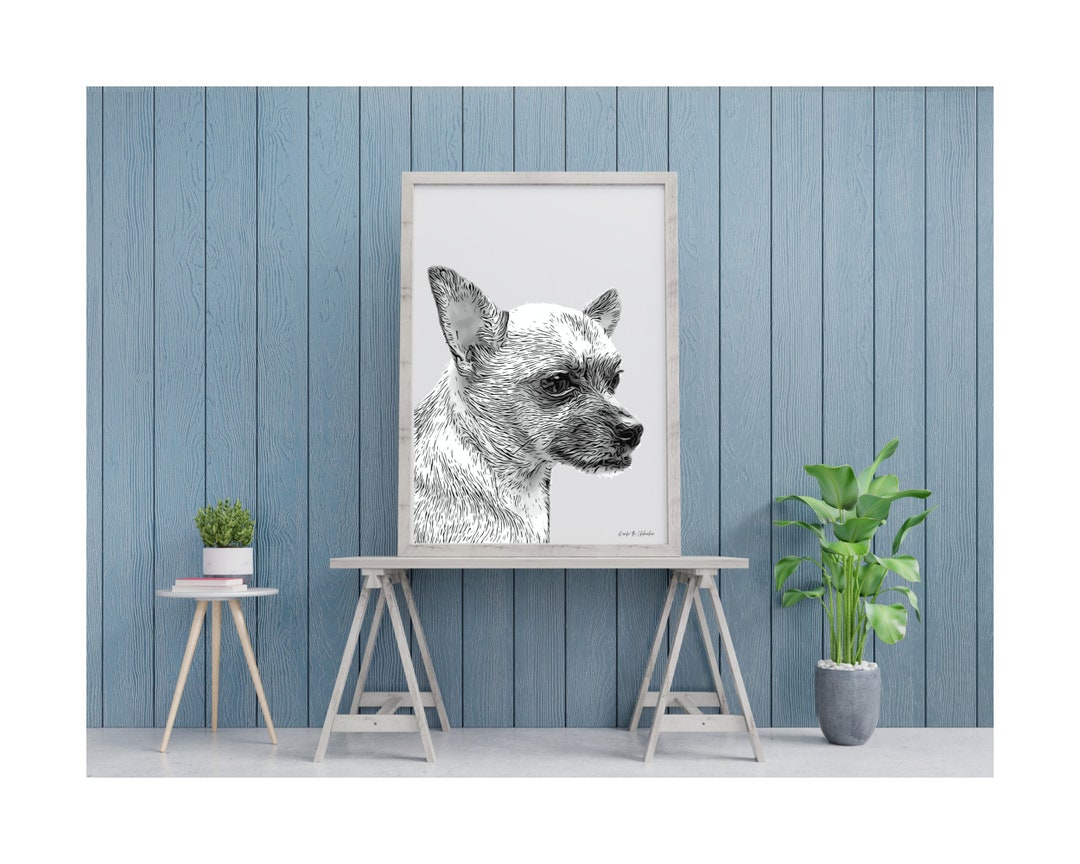 Rambo the Chihuahua B&W - Etsy