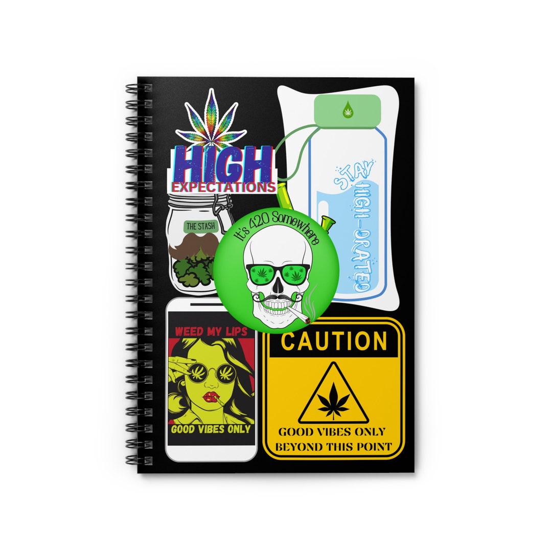 Spiral Notebook W/marijuana Motif- Ruled Line - Etsy