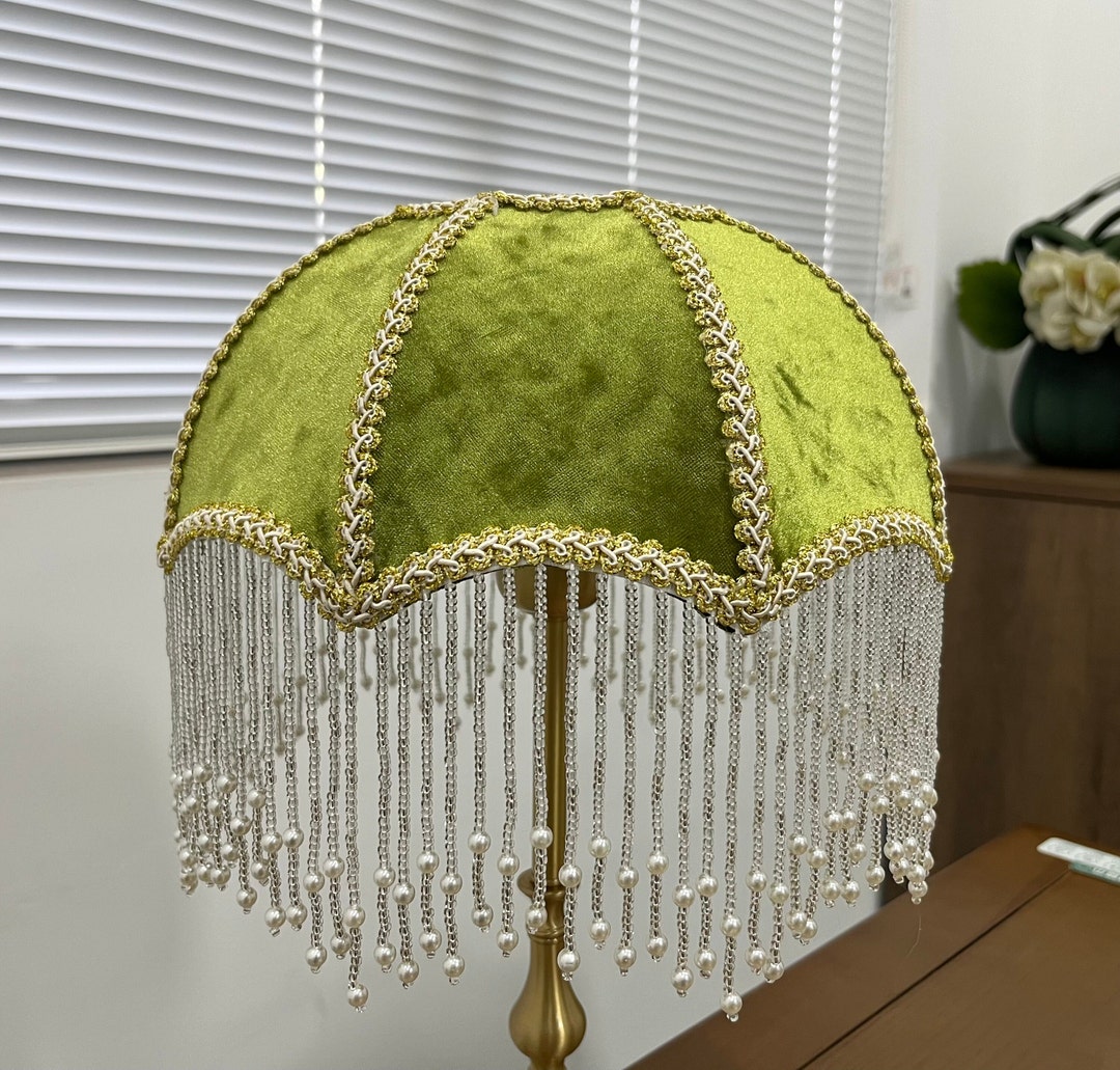 Green Velvet Lamp Shades Retro Style Lampshade for Table Lamp / Floor ...