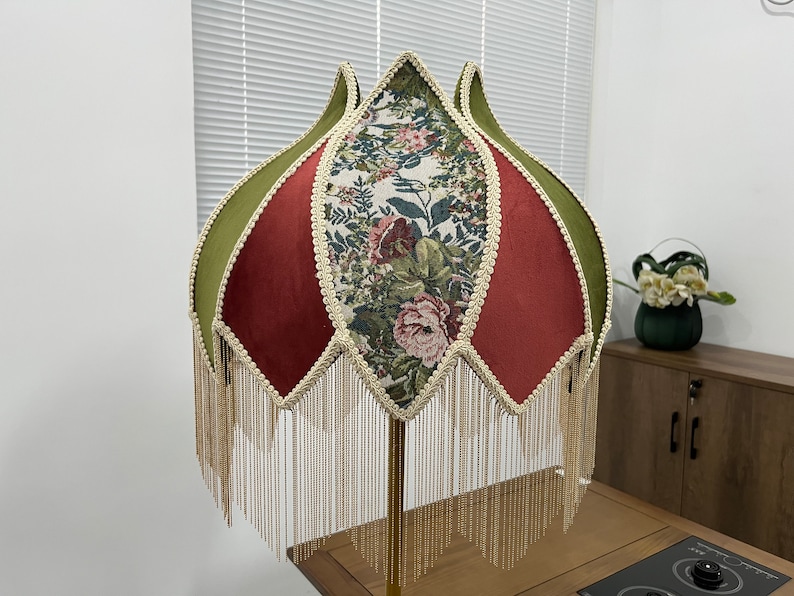 Luxury Velvet With Copper Fringes Lamp Shade Vintage Lamp - Etsy