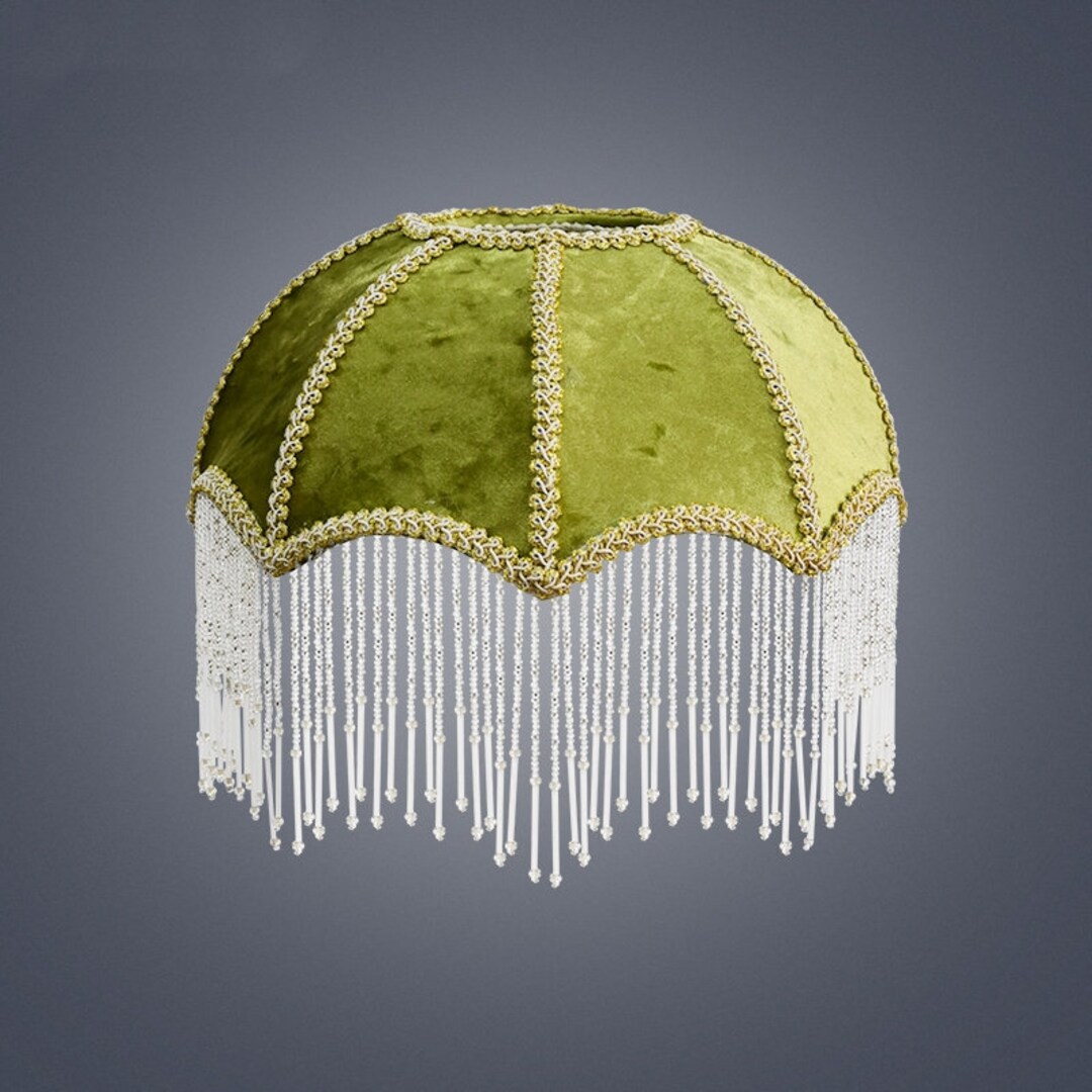 Green Velvet Lamp Shades Retro Style Lampshade for Table Lamp / Floor ...