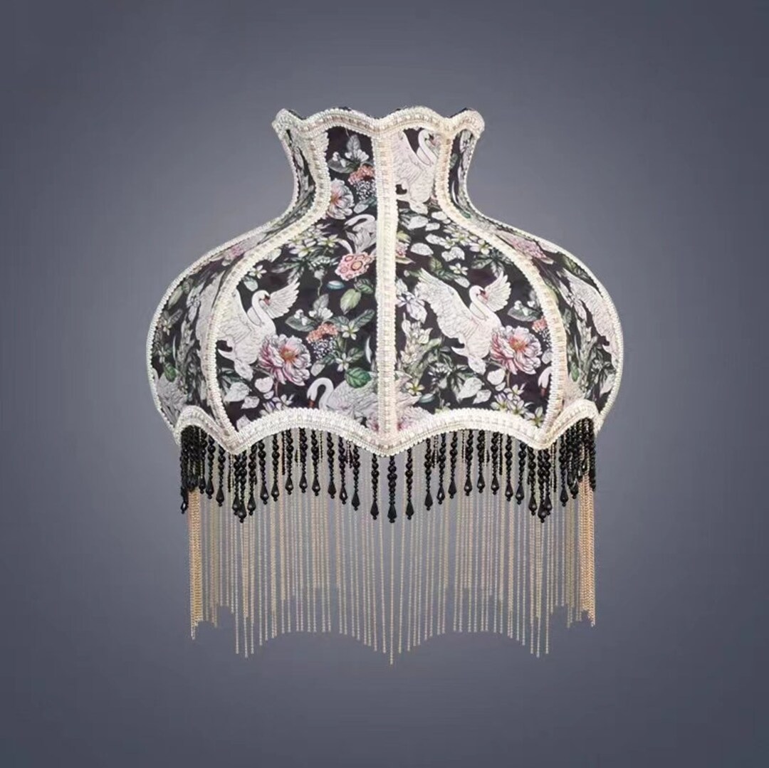 European Style Vintage Lampshade With Tassels Scallop Dome - Etsy