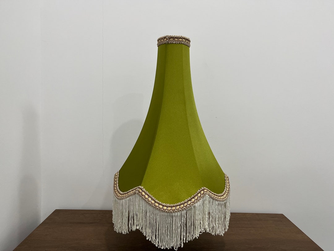 Green Silk Lampshades With Tassels, Vintage Lampshade for Table Lamp ...